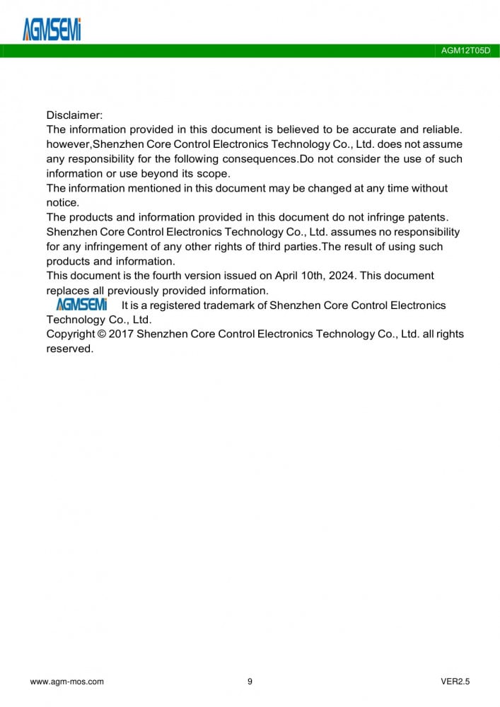 AGM12T05D datasheet page 9