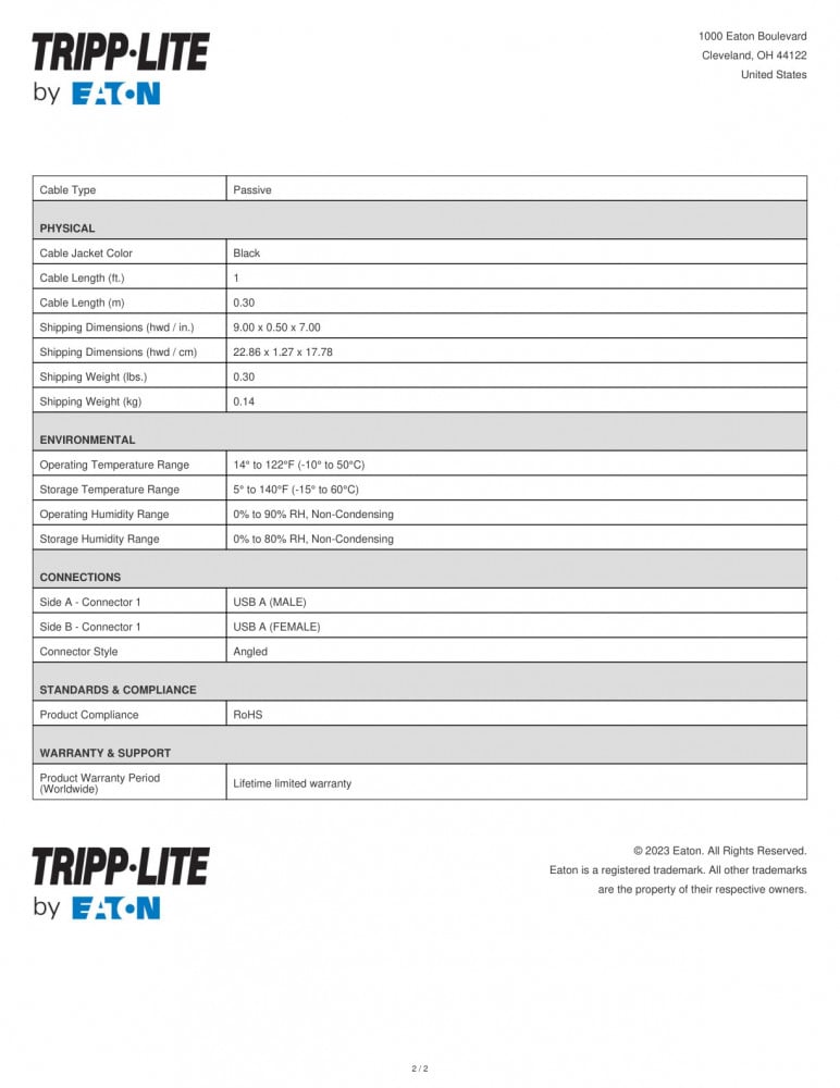 EATON U024-001-KPA-BK technical document page 2
