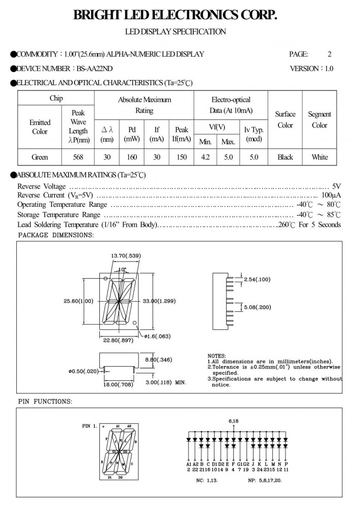 BS-AA22ND datasheet page 1