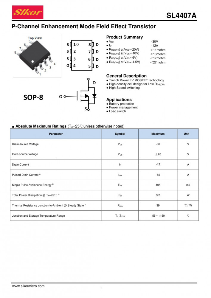 SL4407A datasheet page 1