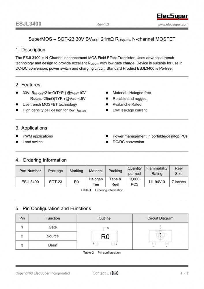 ESJL3400 datasheet page 1