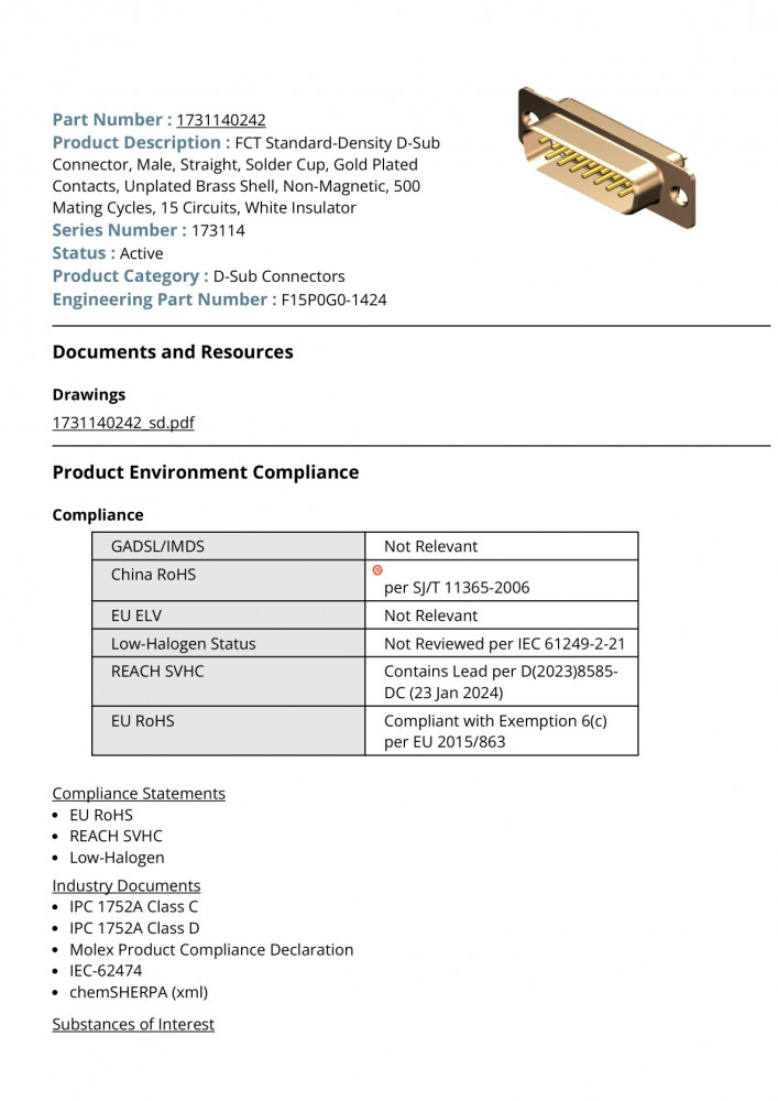 MOLEX 1731140242 drawing preview, page 1