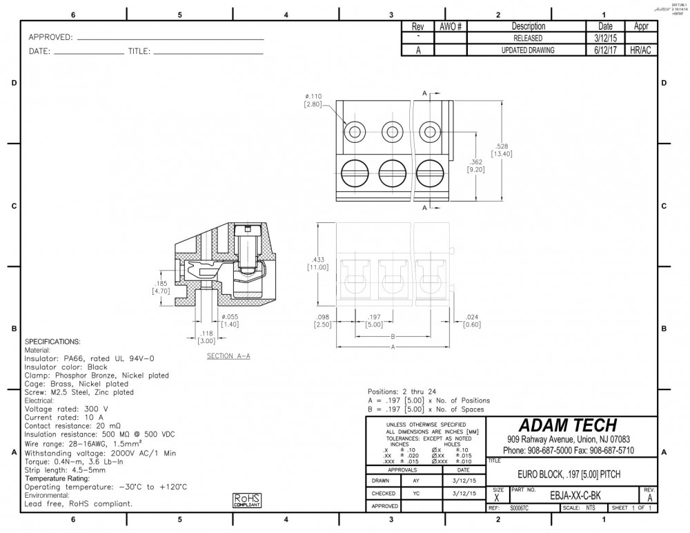 ADAM TECH EBJA-06-C-BK technical drawing