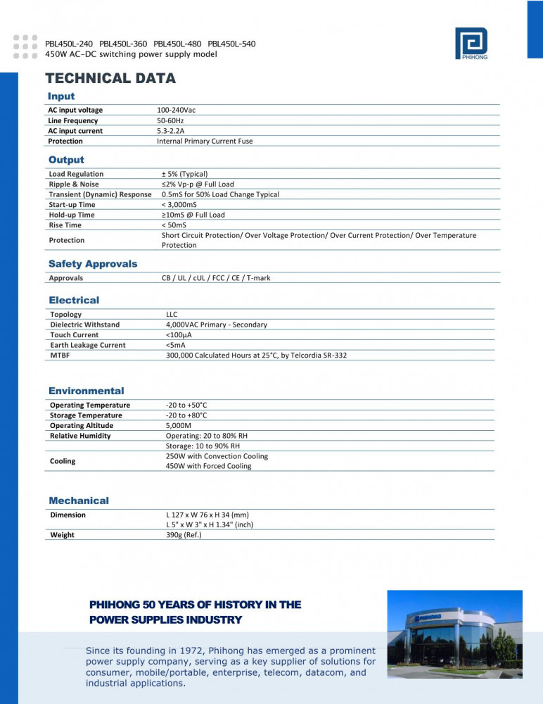 PBL450L-360 technical document page 2