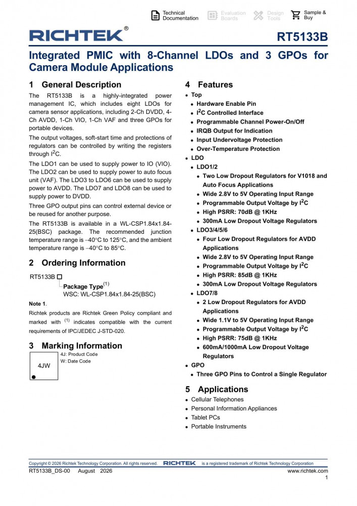 RT5133 datasheet page 1