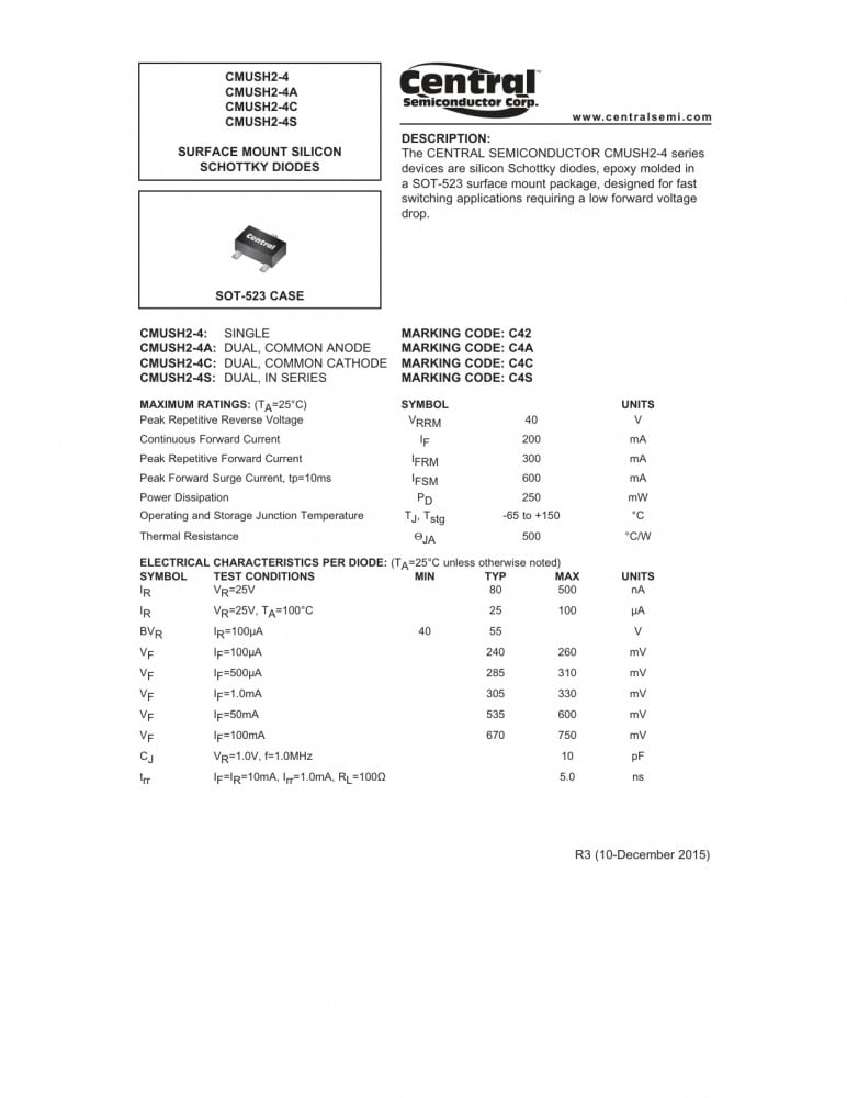 CMUSH2-4A datasheet page 1