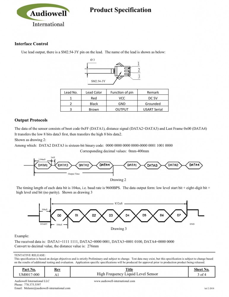 Audiowell UM0017-000 datasheet page 3