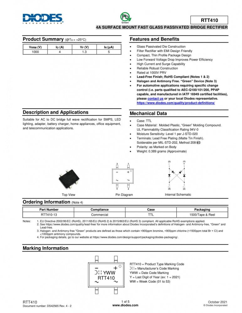 RTT410 datasheet page 1