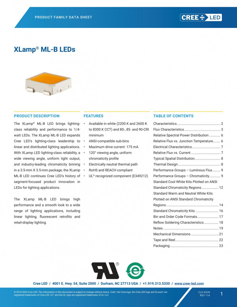 XLamp ML-B datasheet page 1