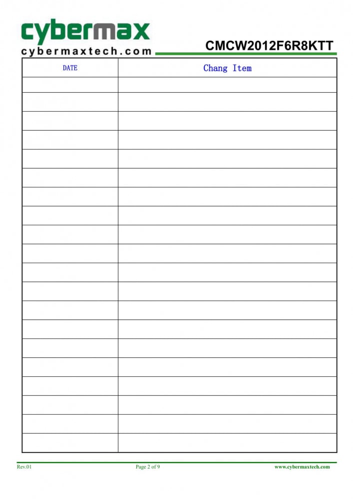 CMCW2012F6R8KTT dimensional and electrical specification page
