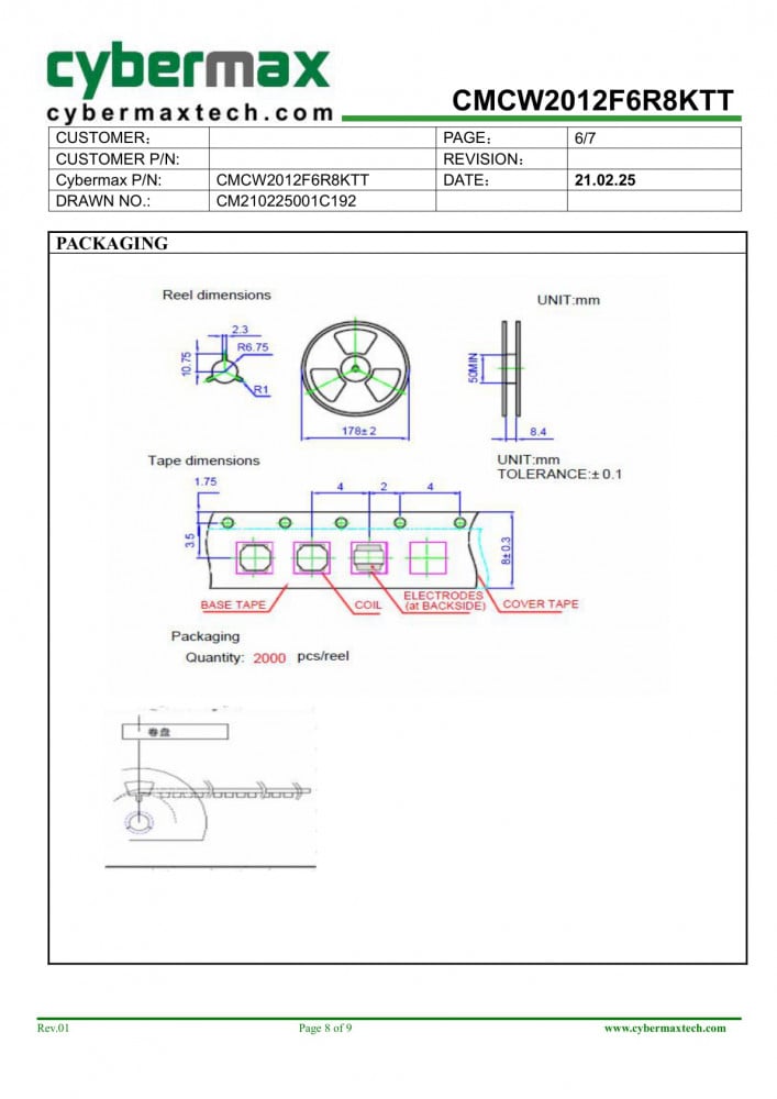 CMCW2012F6R8KTT packaging page 2