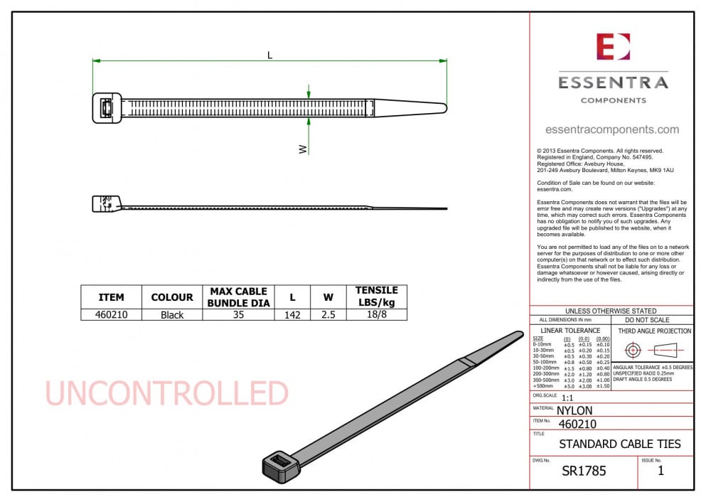 Essentra 460210 technical drawing