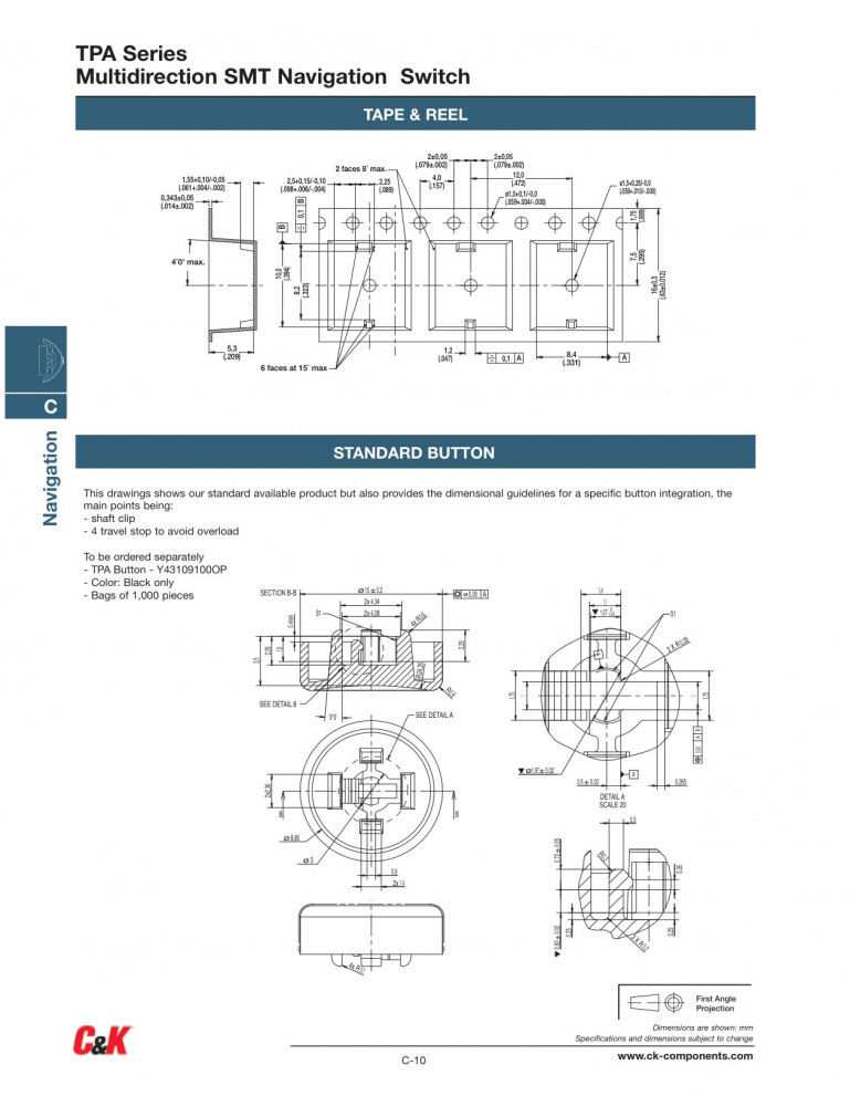 C&K TPA series technical document page 3