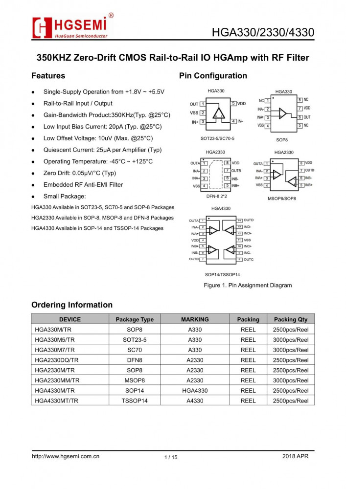 HGA330M/TR datasheet page 1