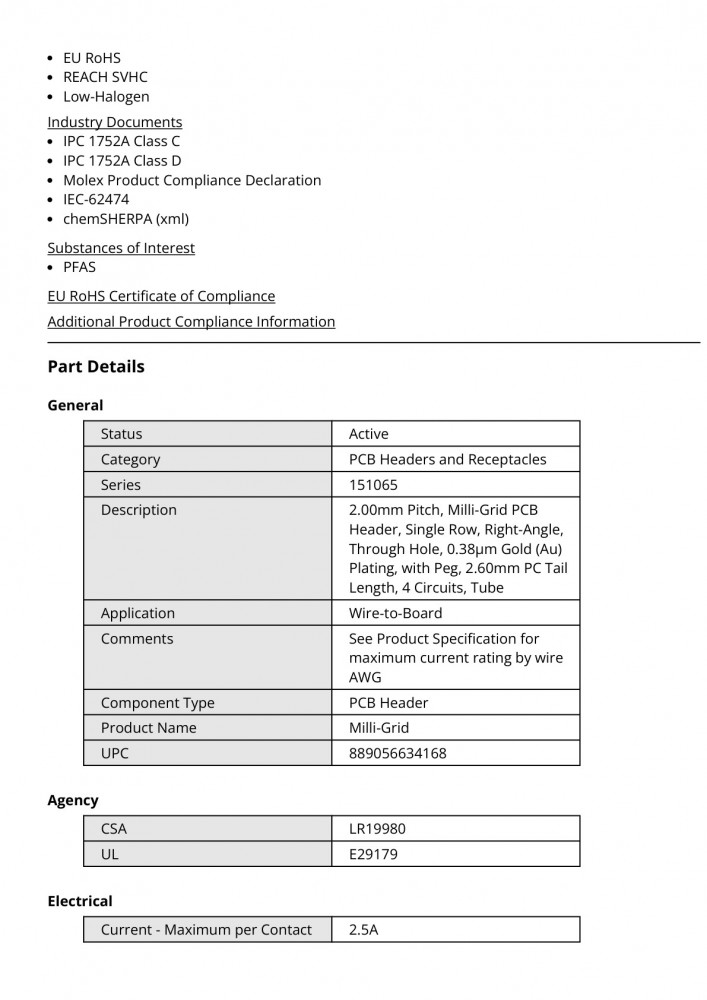 Molex product specification page 2