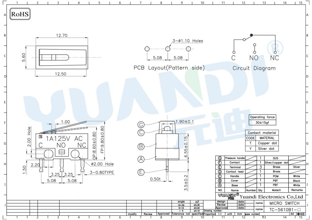 TC-5610B1-Y technical document page
