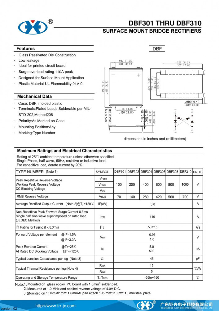JUXING DBF310 datasheet page 1