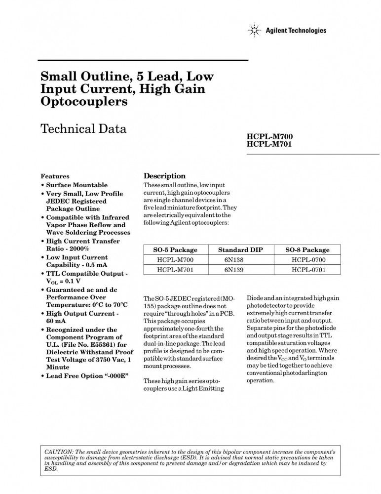 HCPL-M701 datasheet page 1