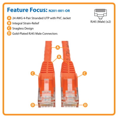 EATON N201-001-OR Modular Ethernet Cable (RJ45) for sale