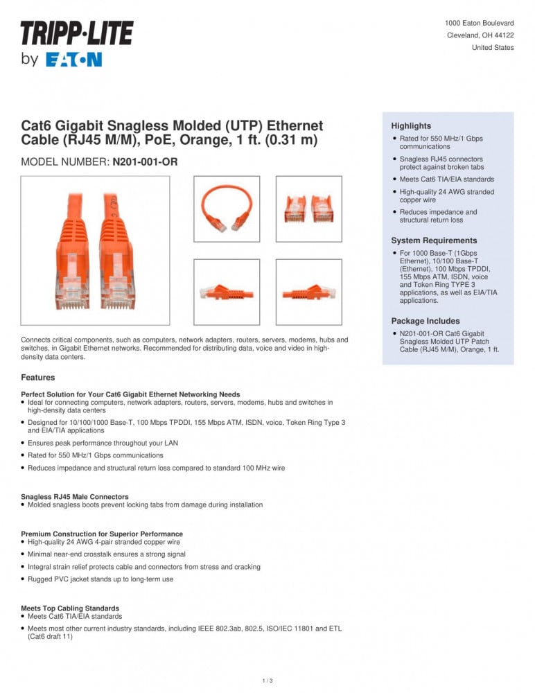 N201-001-OR technical document page 1