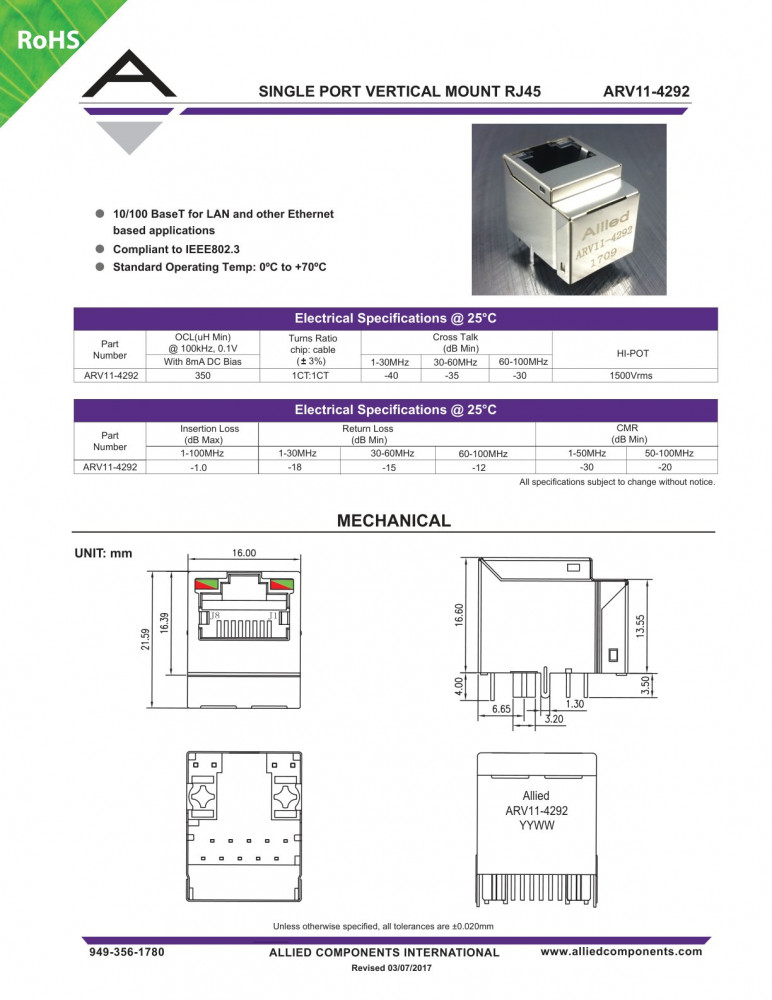 ARV11-4292 technical document page 1