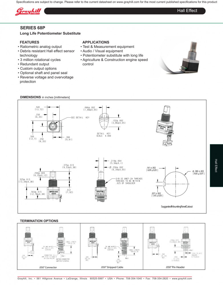 Grayhill Series 68P technical document page 1