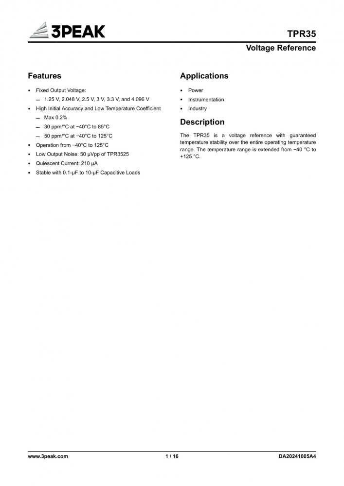 TPR3533-S3TR datasheet page 1
