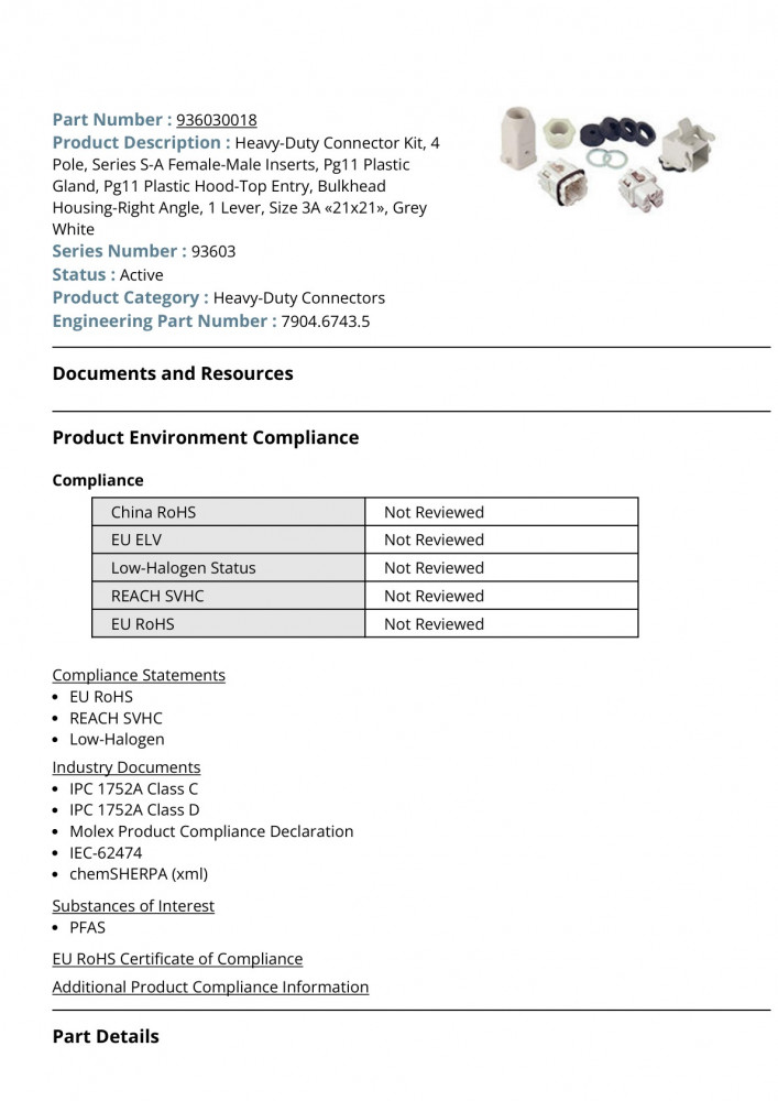 MOLEX 936030018 technical document preview, page 1