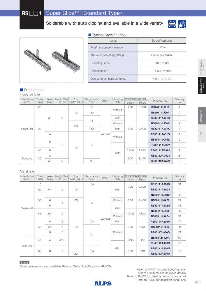 ALPSALPINE RS30111A602N catalog page 1
