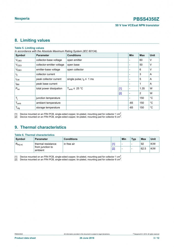 PBSS4350Z datasheet page 3