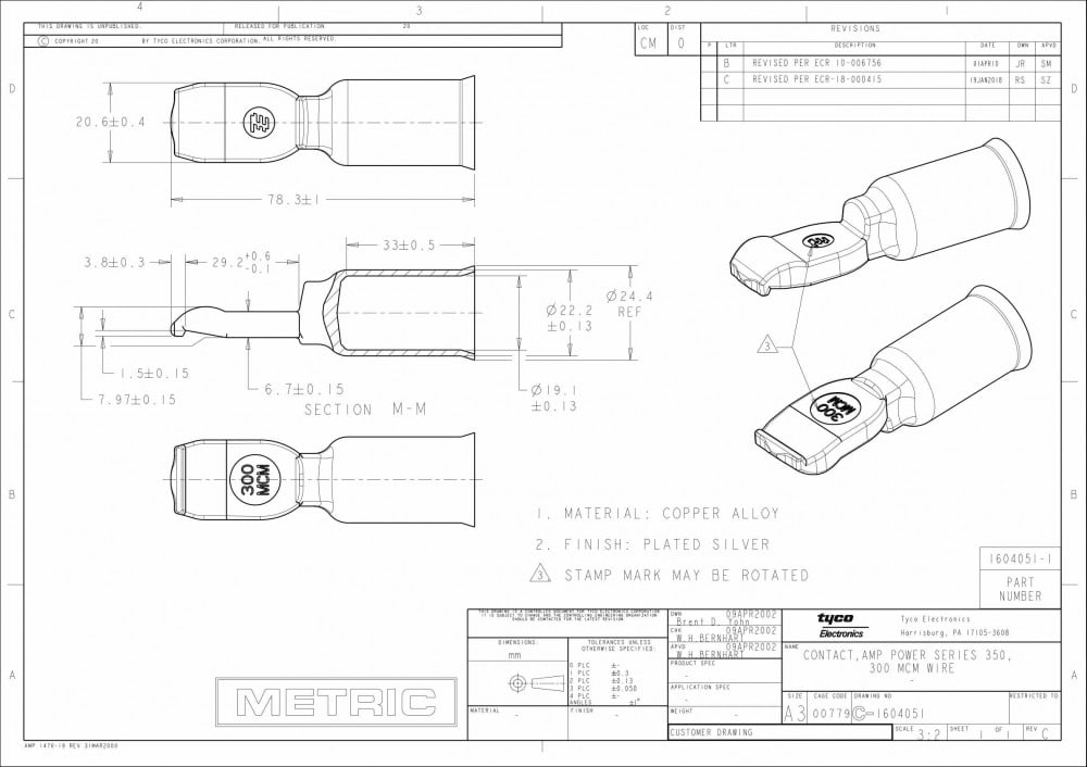 TE Connectivity 1604051 customer drawing preview