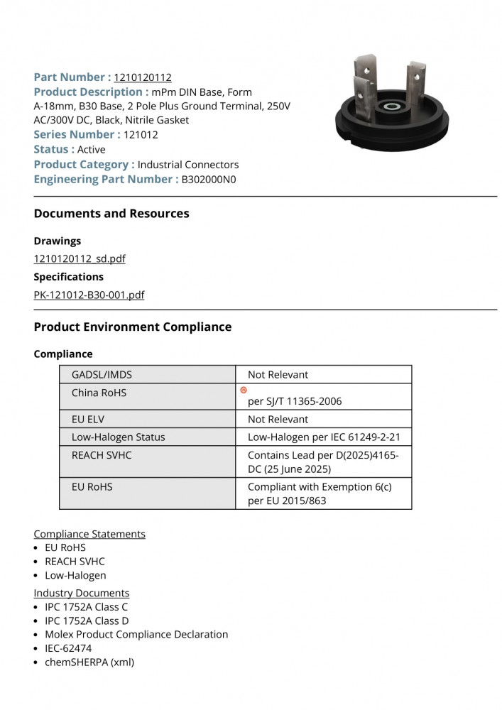 Packaging specification page 1