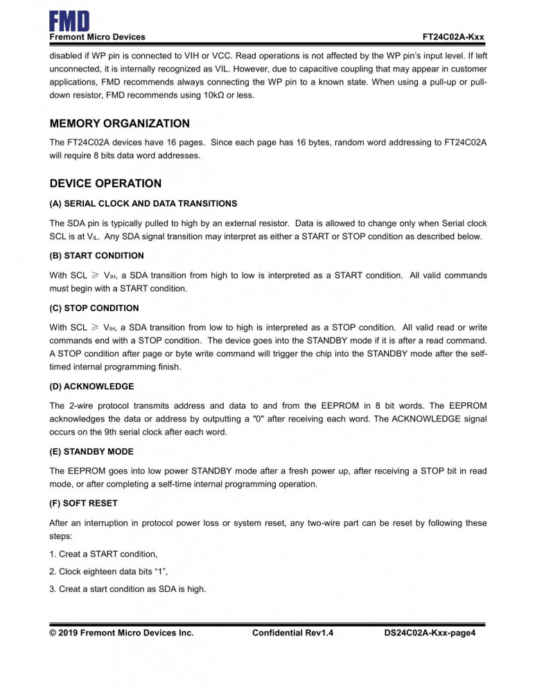 FT24C02A-KLR-T datasheet page 4