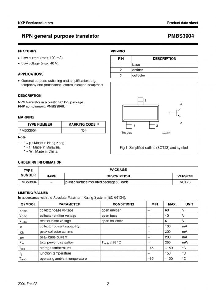 PMBS3904 datasheet page 3