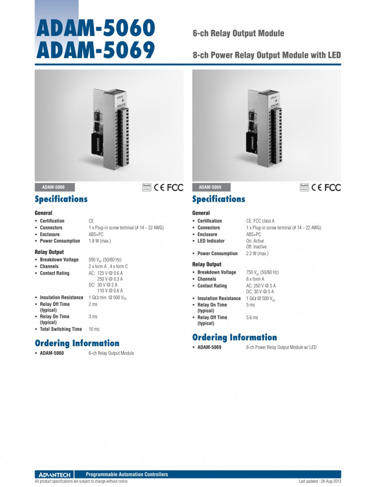 ADAM-5069 technical document page