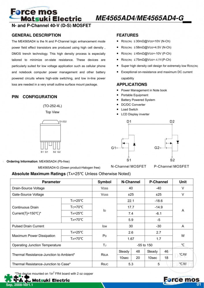 ME4565AD4 datasheet page 1