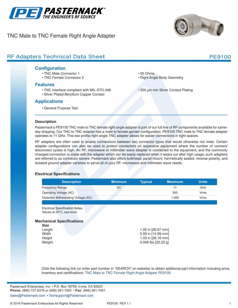 PE9100 technical document page 1
