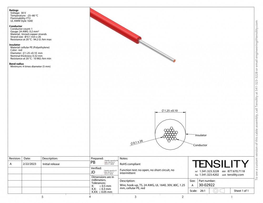 Tensility International 30-02922 product drawing