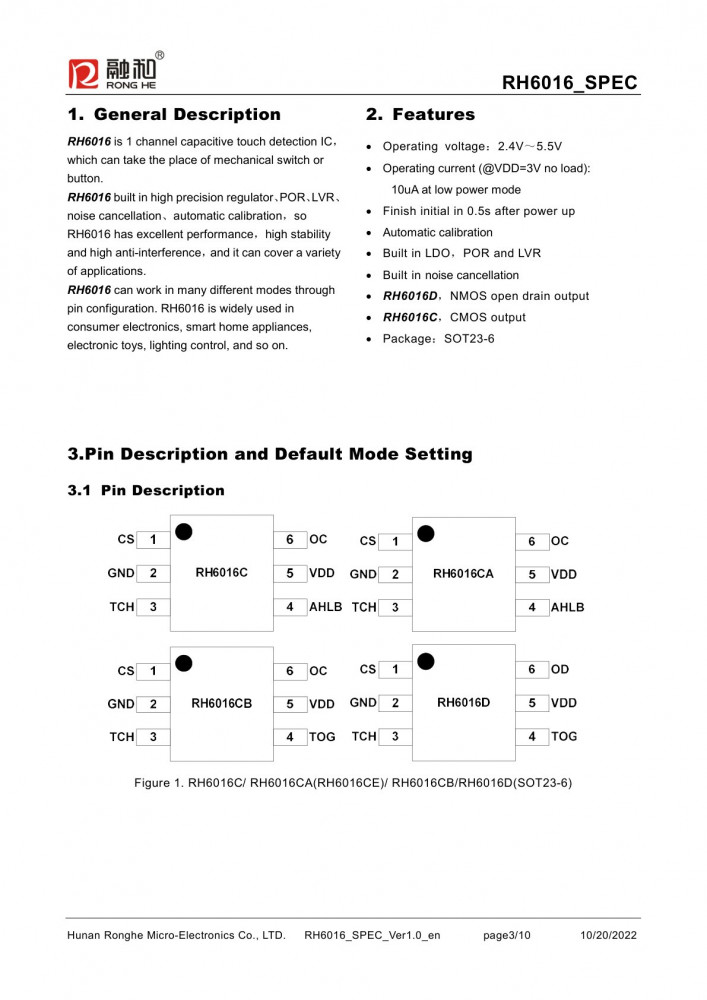 RH6016 datasheet page 3