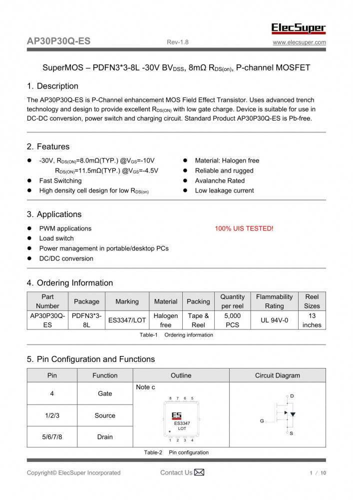 AP30P30Q-ES datasheet page 1