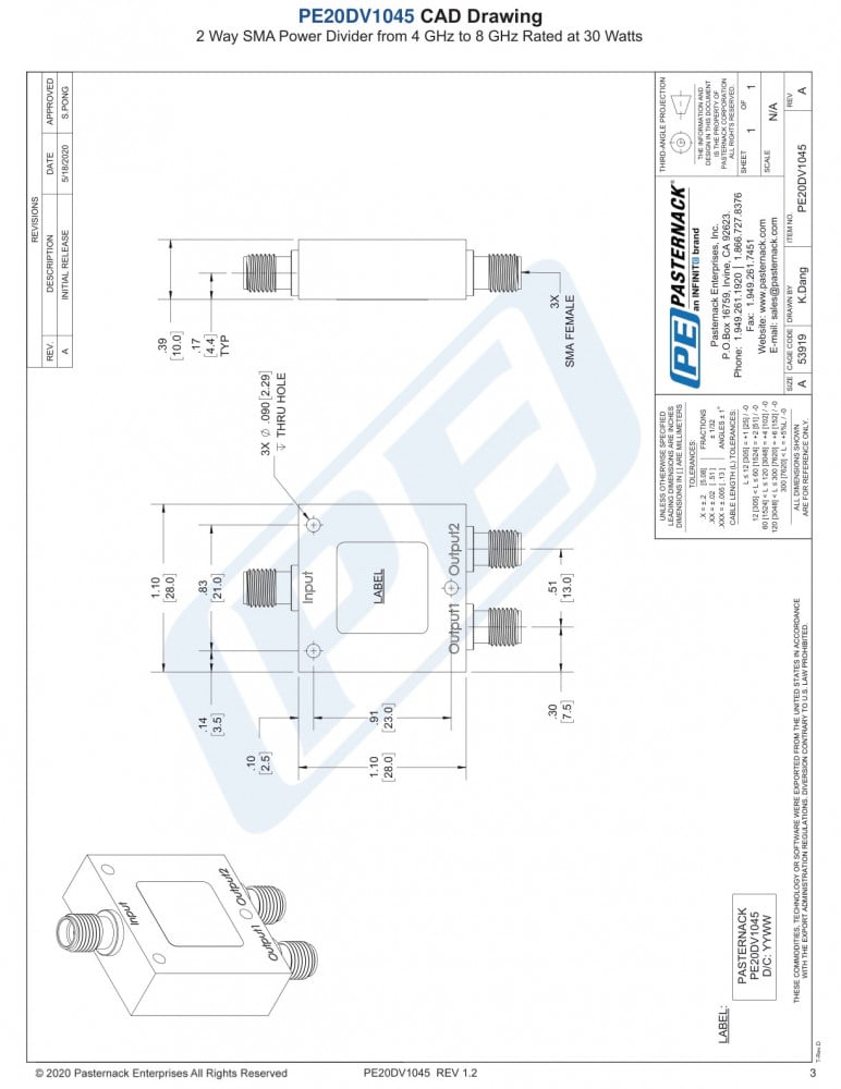 PE20DV1045 technical document page 3