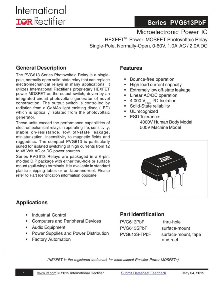 PVG613S datasheet page 1