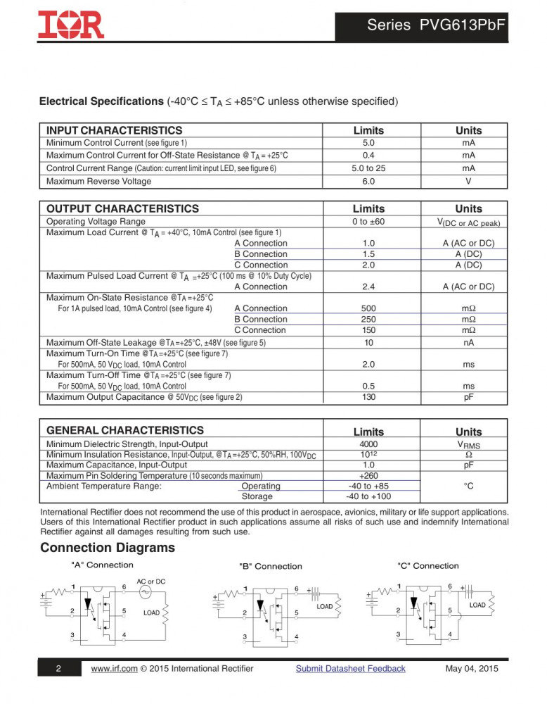 PVG613S datasheet page 2