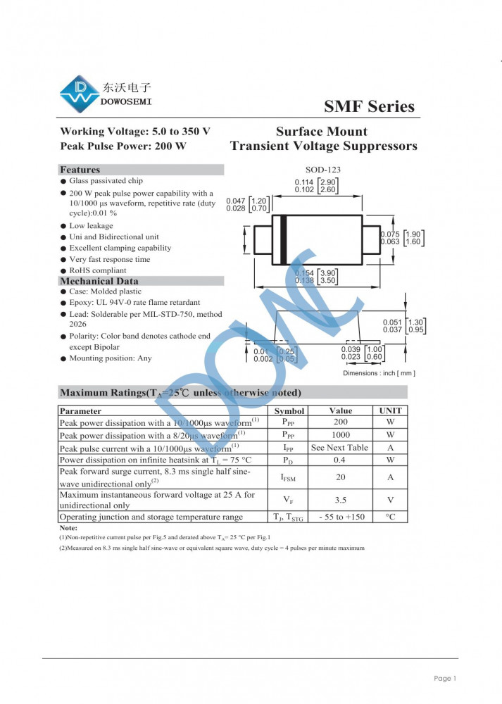 DOWO SMF90A datasheet page 1