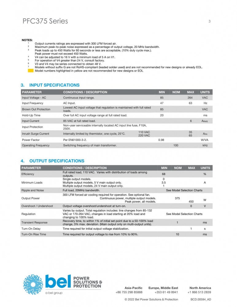 PFC375 datasheet page 3
