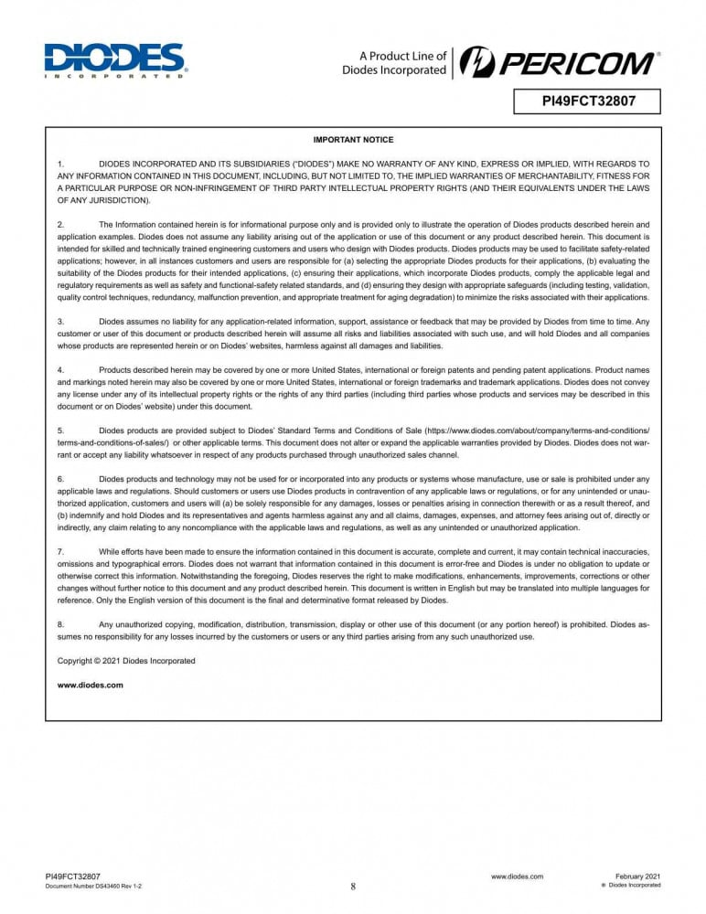 PI49FCT32807 datasheet page 8