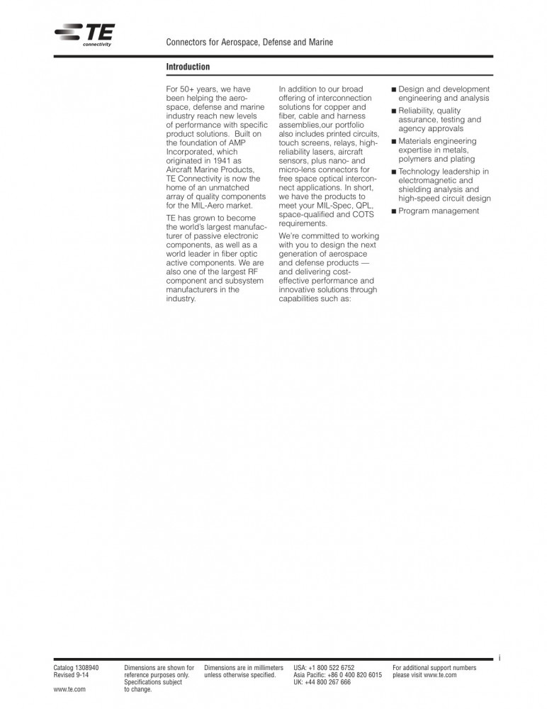 TE Connectivity catalog page 3
