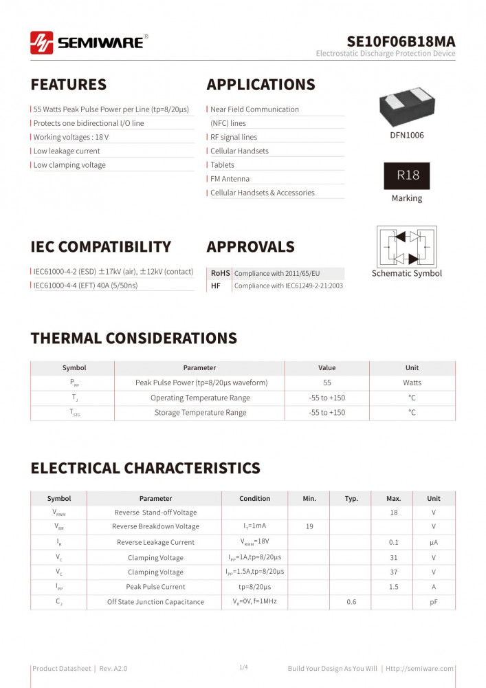 SE10F06B18MA datasheet preview, page 1
