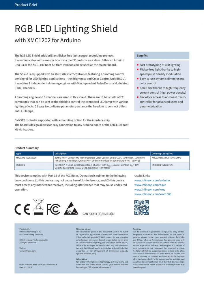 Infineon RGB LED Lighting Shield documentation page 2