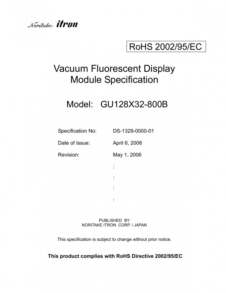 GU128X32-800B specification page 1